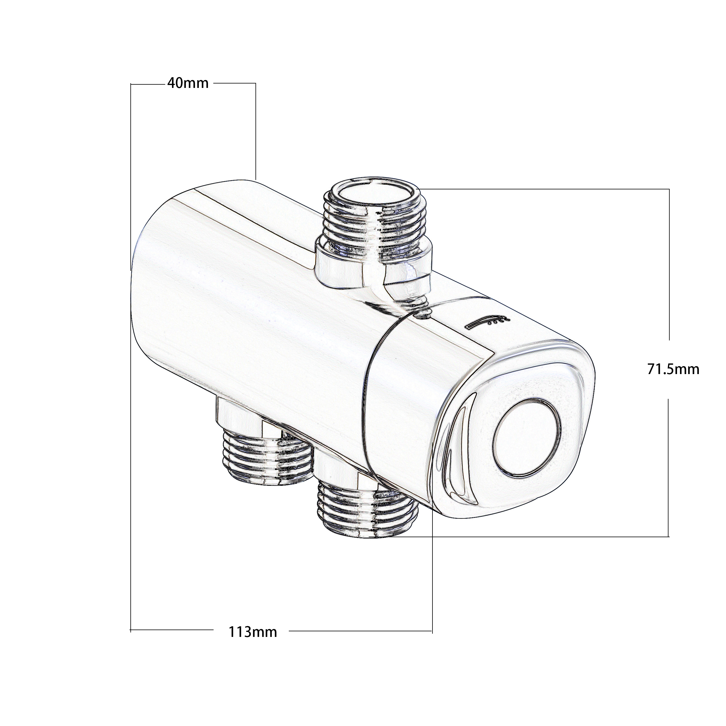 3-way Plastic Chrome Finish Diverter connect with Rain Shower and Hand ...